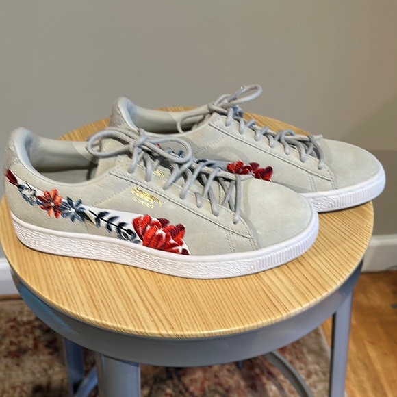 Puma | Shoes | Puma Suede Embroidered Sneakers | Poshmark